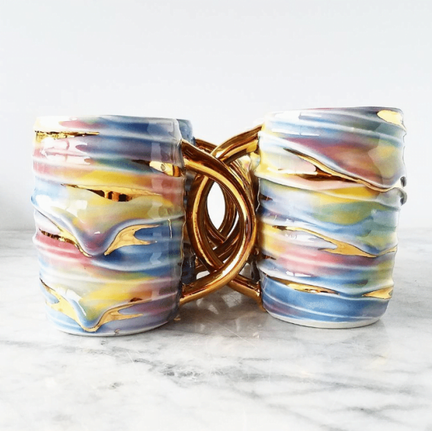 Katie Marks: Geometric Spacey Tie-dyed Lustres - The Ceramic School