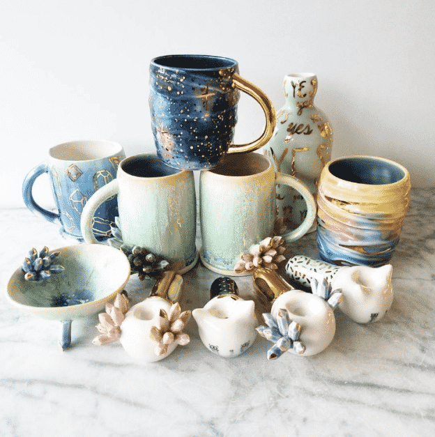 Katie Marks: Geometric Spacey Tie-dyed Lustres - The Ceramic School